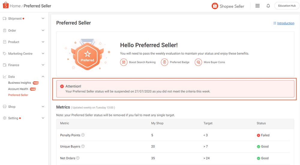 Is it possible to lose my Preferred Seller status? | Shopee PH Seller ...