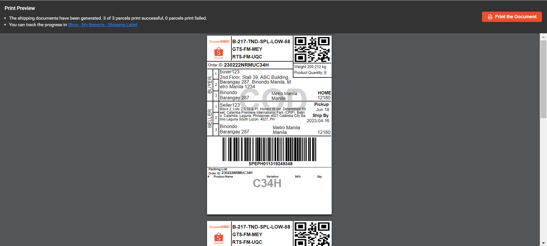 How to print a combined Air Waybill and Packing List | Shopee PH Seller ...