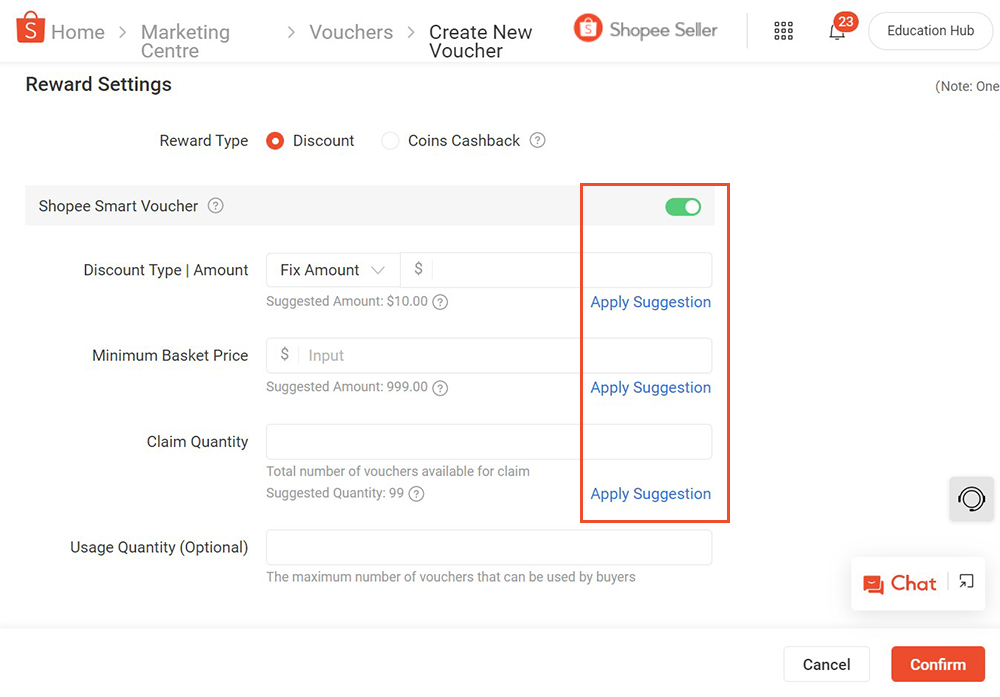 Filling in voucher details | Shopee PH Seller Education Hub